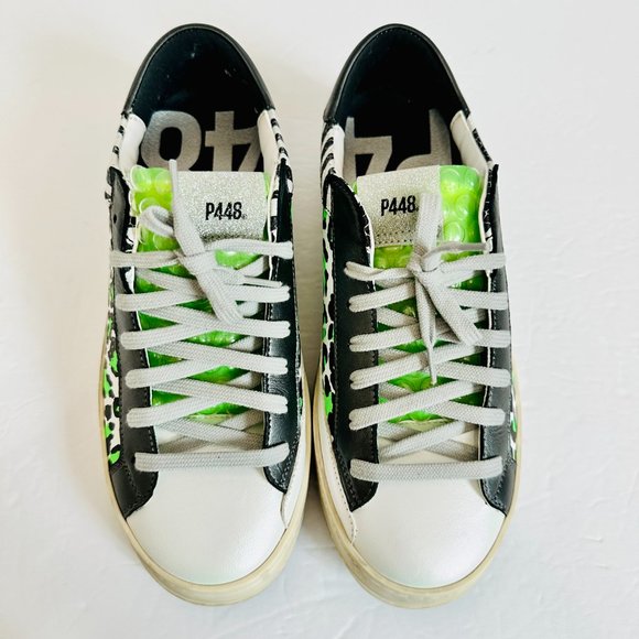 P448 | Shoes | Nwot P448 Neon Animal Print Mixed Media Sneakers Made In ...